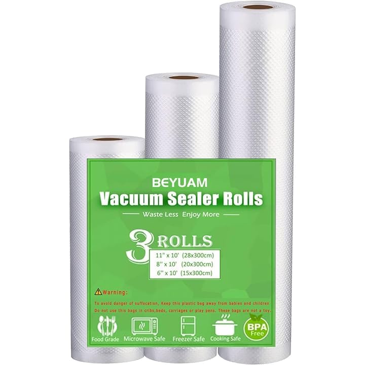 BEYUAM Vacuum Sealer Bags, Pre Cut Bag, Food Vac Bags for Storage, Meal Prep or Sous Vide