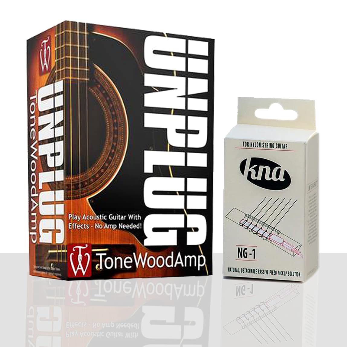 Acoustic Effects- No Amp Required! ToneWoodAmp SOLO + Pickup Bundle for non-electric acoustic guitars (Includes a pickup) (Right Handed, Nylon String)