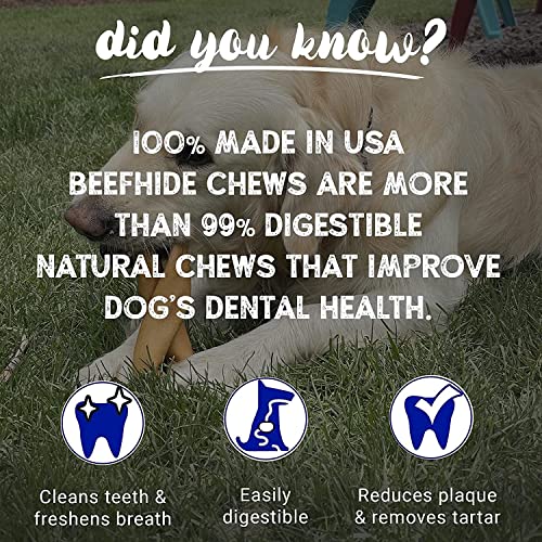 Pet Factory 100% Made in USA Beefhide 7" Braided Sticks Dog Chew Treats - Peanut Butter Flavor, 6 Count/1 Pack