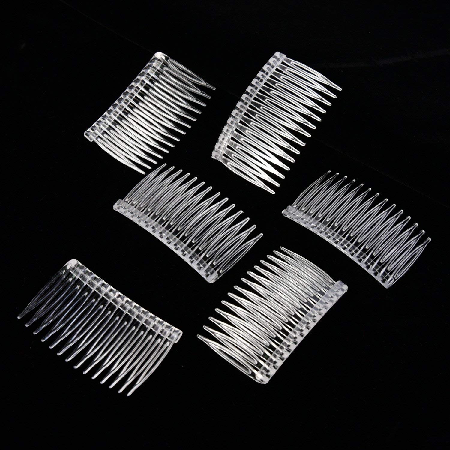 Pangda 10 Pieces Clear Hair Combs Women Hair Clip Combs 14 Teeth Plastic Bridal Wedding Veil Combs for Girl Fine Hair Styling Accessories