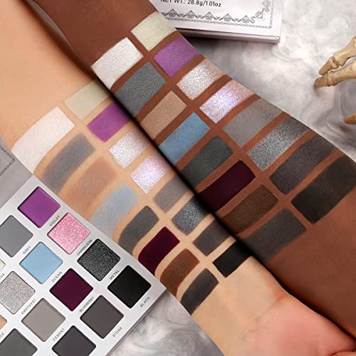 Afflano Smoky Grey Eyeshadow Palette, Highly Pigmented Silver Glitter Black White Gray Smokey Eye Eyeshadow Makeup, Emo Goth Halloween Makeup, Purple Blue Cool Toned Dark Eye Shadow Pallet