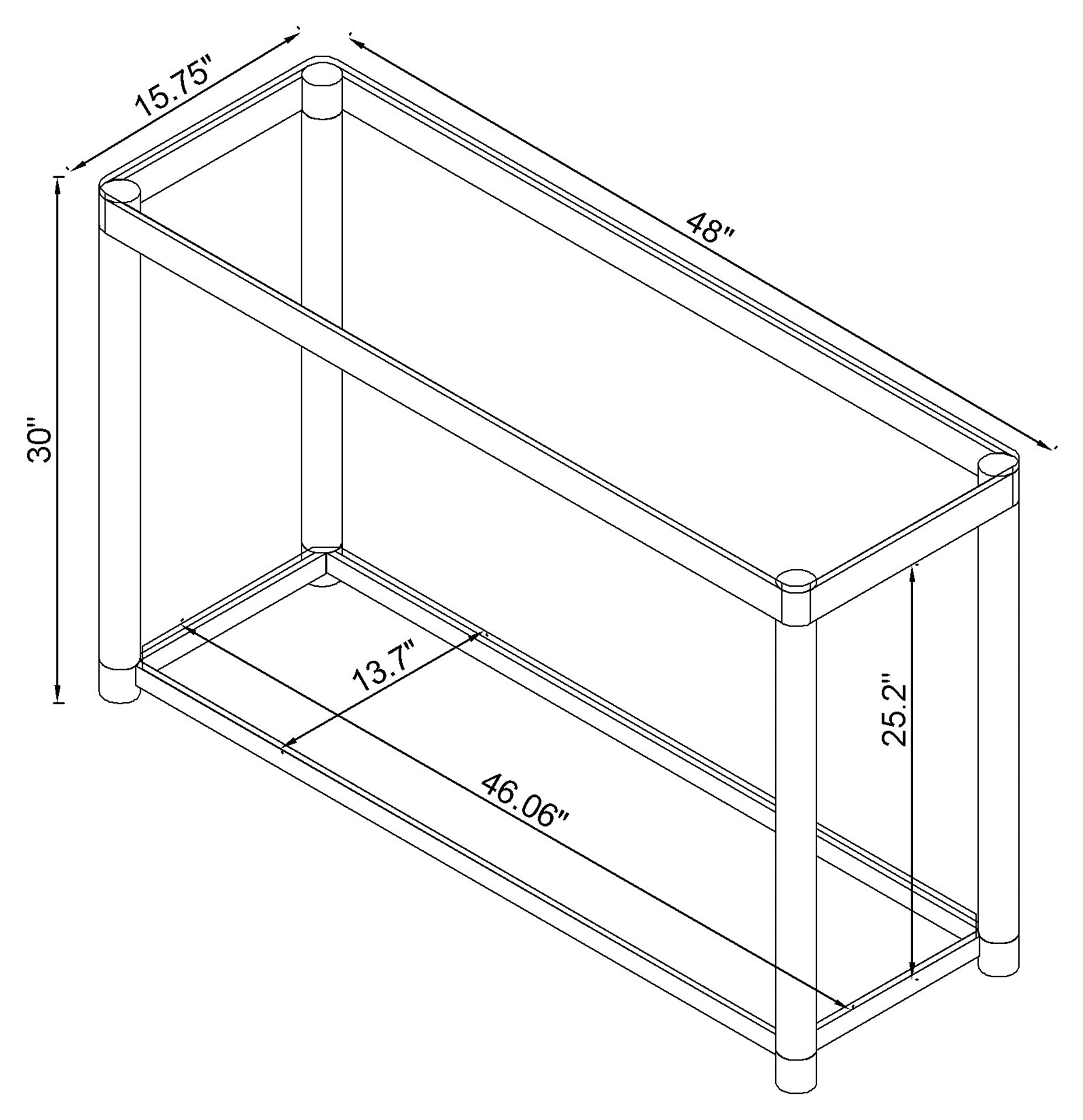 Coaster Home Furnishings Anne Sofa Table with Lower Shelf Chrome and Clear
