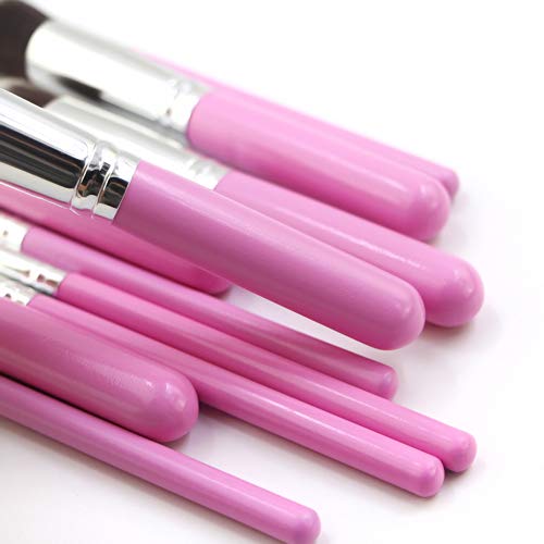 Make Up Brush, 10 Piece Soft Pink Makeup Brushes Set Portable Kabuki Liquid Cream Brushes with Cruelty-Free Synthetic Fiber Bristles Beauty Tools…