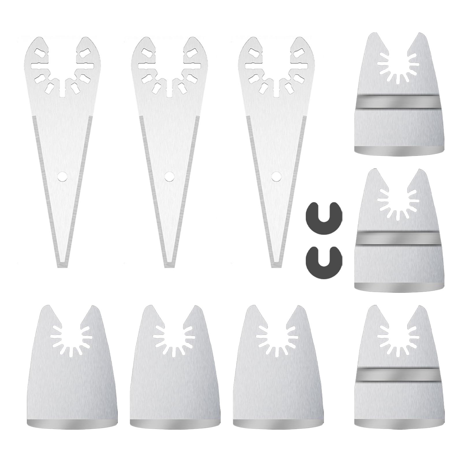 9pcs Oscillating Scraper Blades for Caulk Adhesive sealant Removal, Universal Multi Tool Quick Release, 3pcs Rigid Scraper, 3pcs Flexible Scraper, 3pcs Tapered Scraper