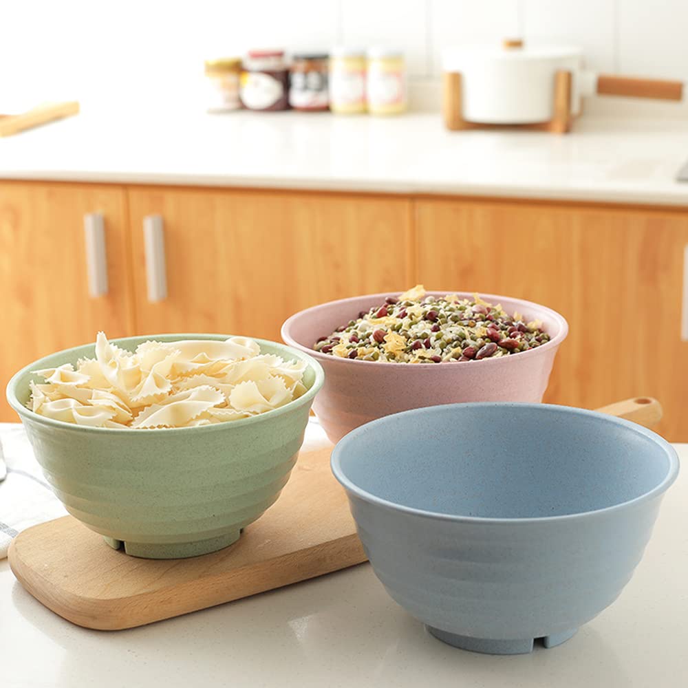 AIYoo 6.7 inch Unbreakable Cereal Bowls, 6 Piece Large Breakfast Bowls Set,37 oz Lightweight Plastic Bowls for Serving Soup Oatmeal Pasta Salad and Rice,Microwave and Dishwasher Safe,6 Colors