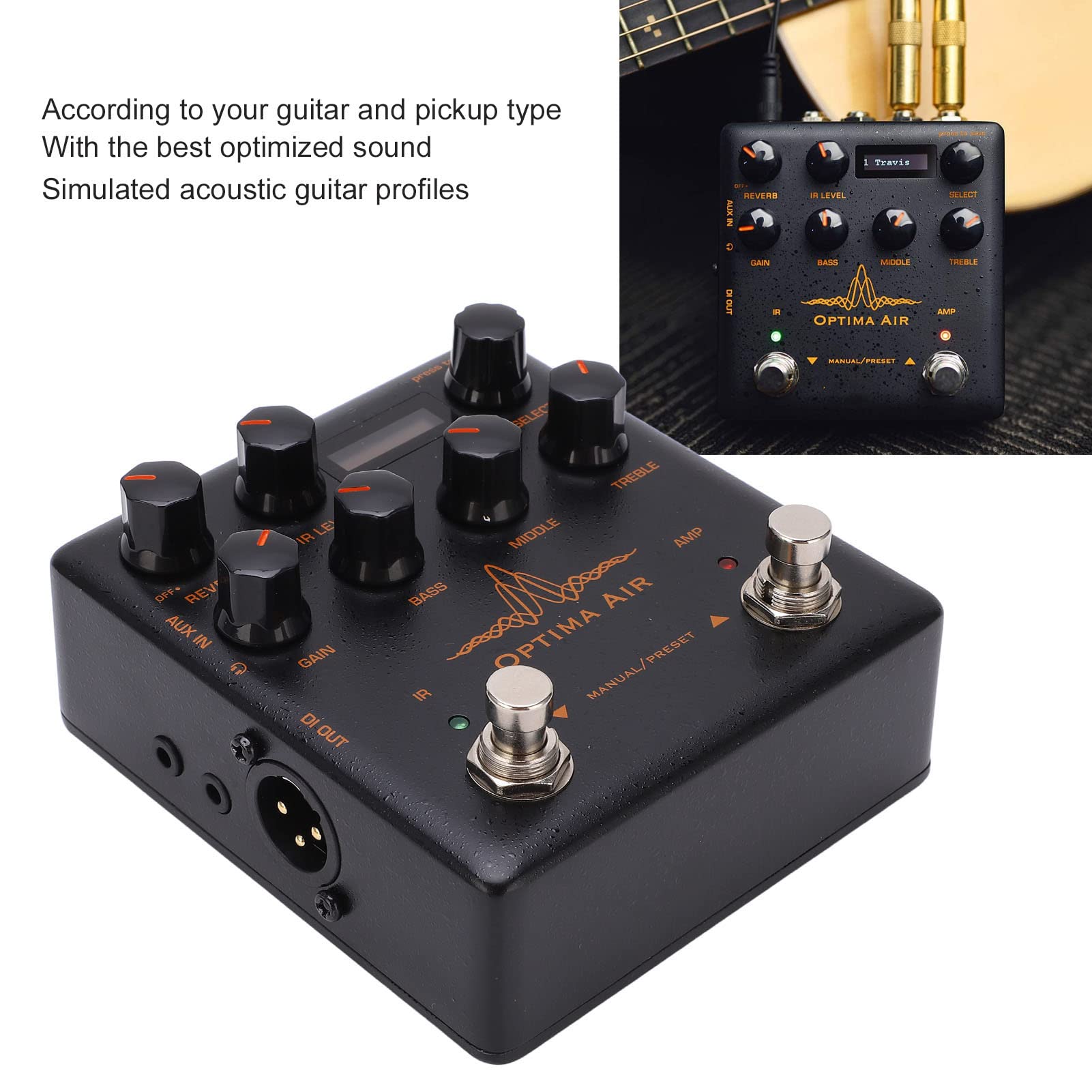 Acoustic Guitar Simulator Black Metal Dual Switch With Preamp Ir Loader Capture Mode File Acquisition