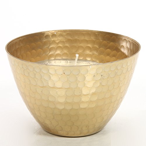 Hosley Gold Metal Hammered Lemon Thyme Scented Candle 4.5 Inch Diameter Ideal GIFT for Bridal Weddings Parties Special Events Spa and Aromatherapy P1