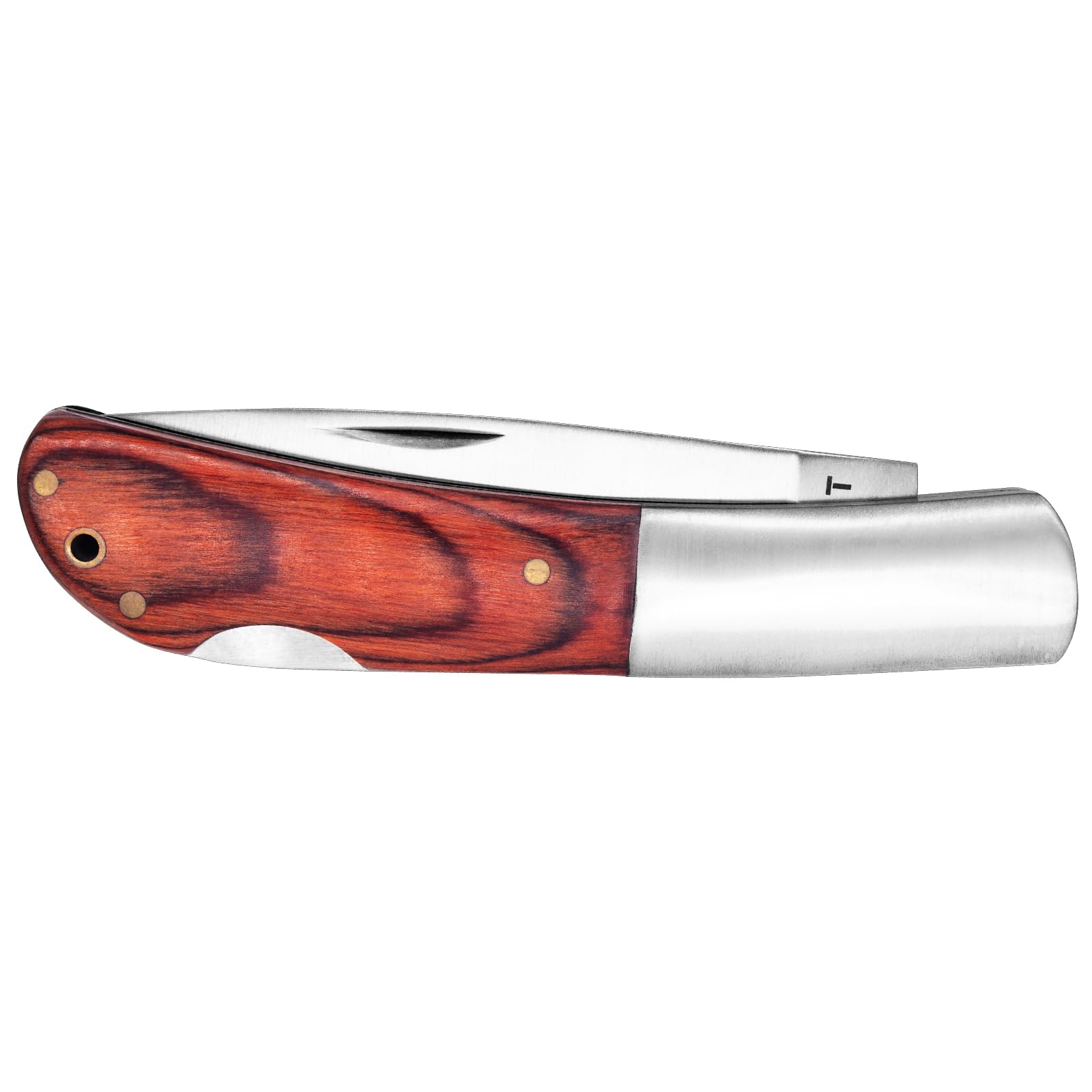 EZKIT Folding Pocket Knife with Back lock, 3in Stainless Steel Blade and Wood Handle, 7.5in Total Length, EDC Pocket Knife for Men and Women