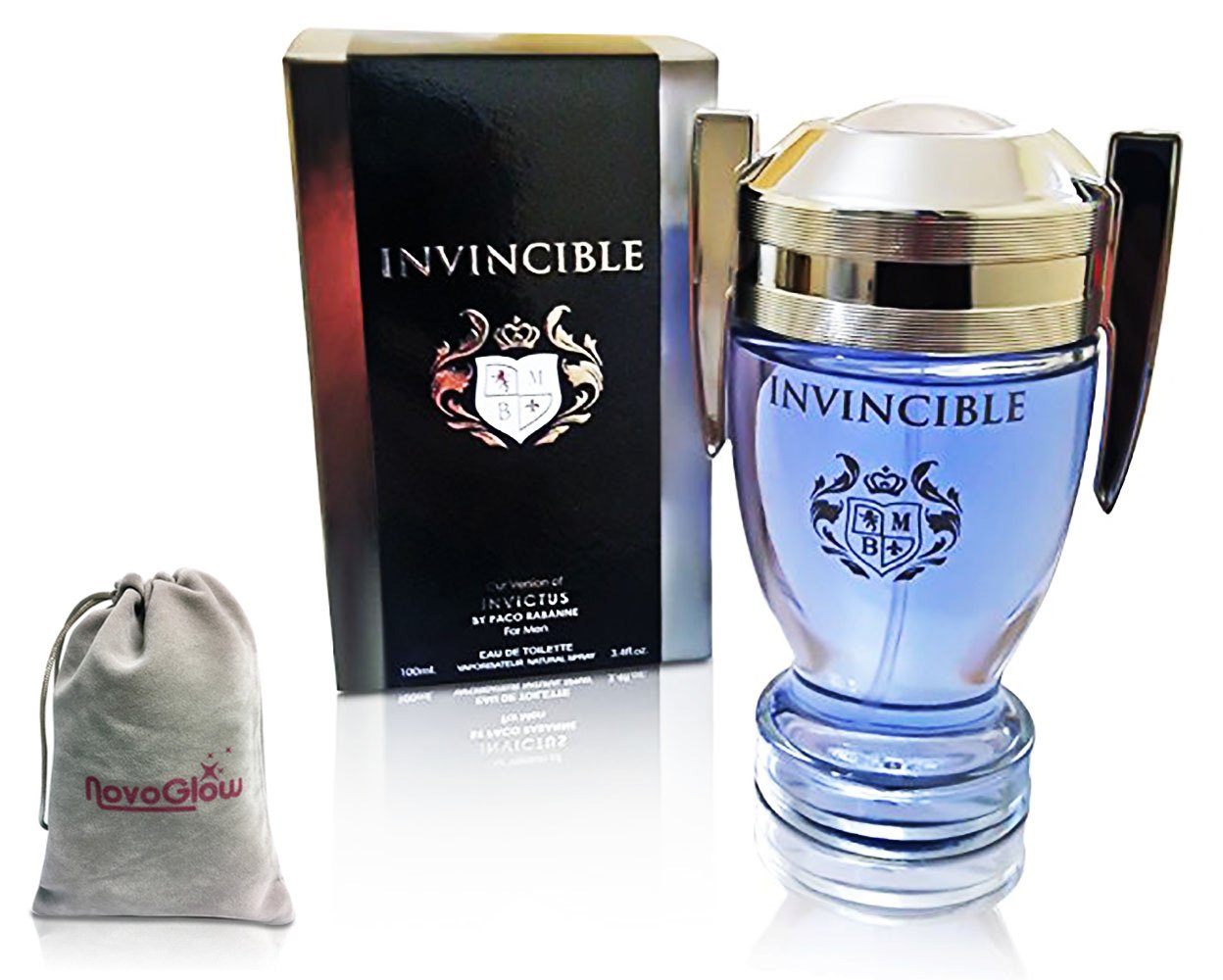 NovoGlow Invincible Perfume Eau De Parfum, 3.4 fl oz 100 ml - Long-Lasting Fragrance To Rock Every Occasion with a Suede Pouch Included