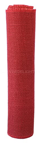 CleverDelights 12" Red Burlap Roll - Finished Edges - 5 Yards - Jute Burlap Fabric