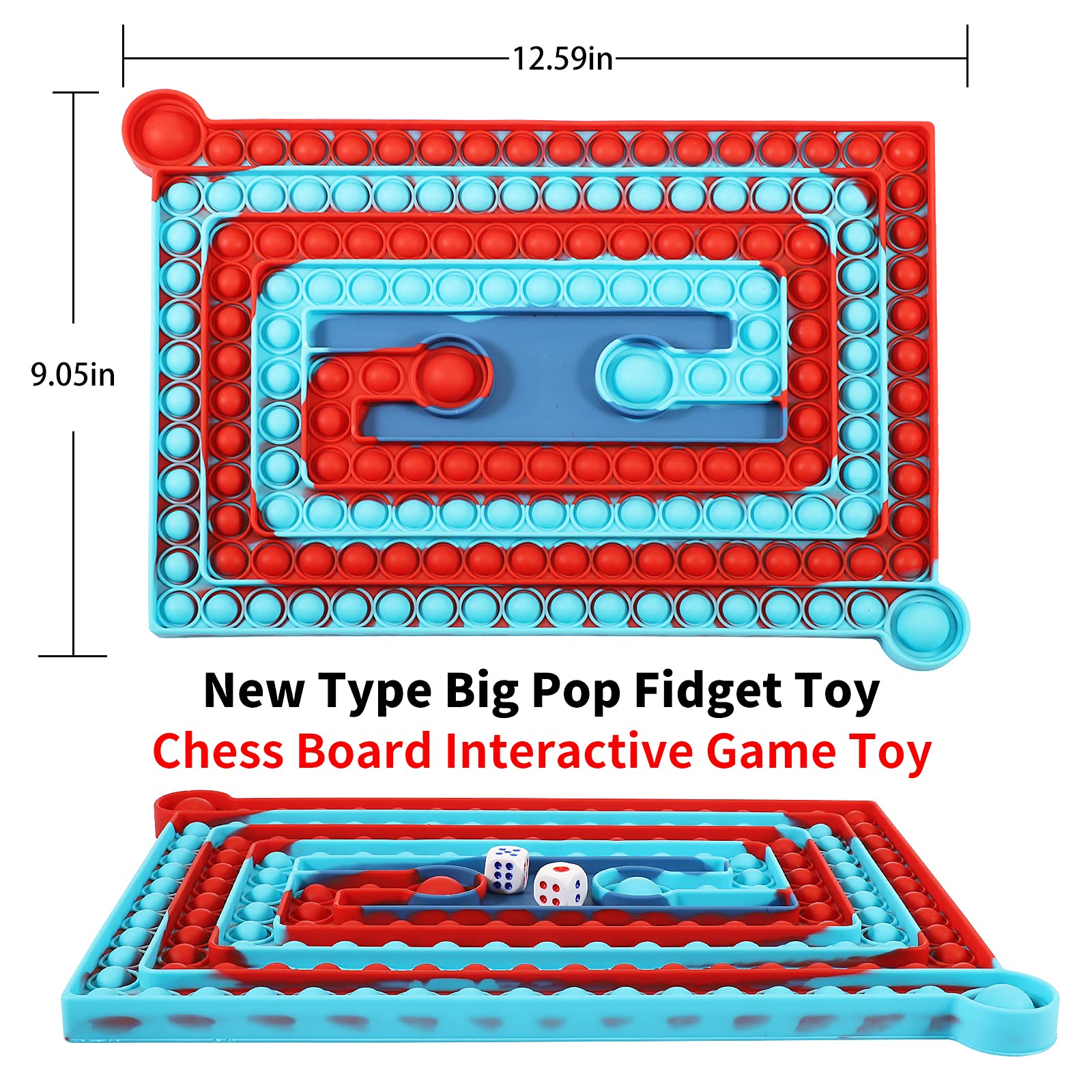 Big Pop Game Fidget Toy,Pop Chess Board Game with 2 Dice Board Dice Big Pop Board Game Stress Relief Tools for Men Women Adult