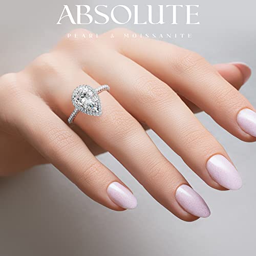 ABSOLUTE Pear Shaped 1.8 Ct CZ Engagement Rings for Women Cubic Zirconia Promise Ring For Her S925 Sterling Silver Rings Platinum Plated #Size #7