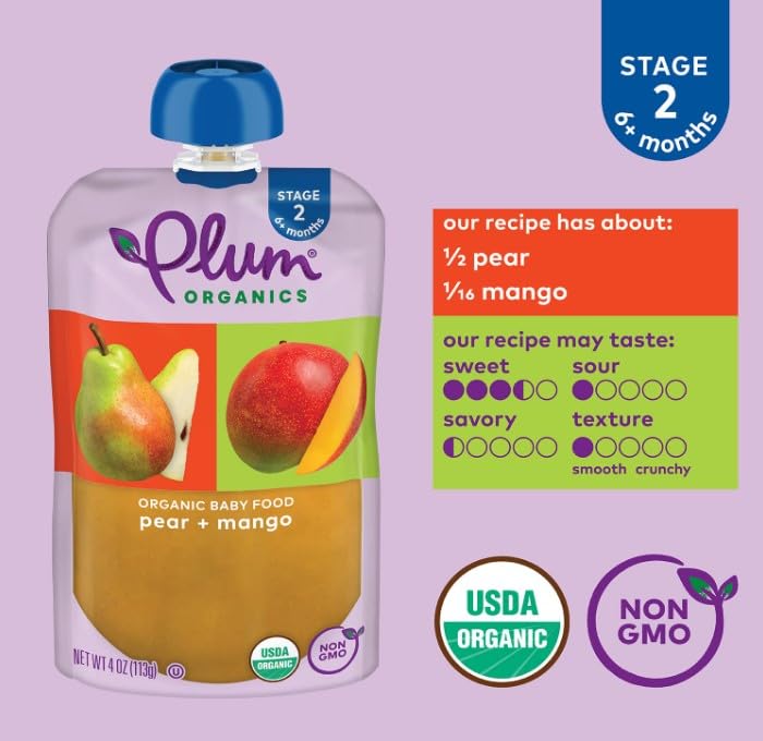 Plum Organics | Stage 2 | Organic Baby Food Meals [6+ Months] | Fruit & Veggie Variety Pack | 3.5 Ounce Pouch (Pack Of 18)