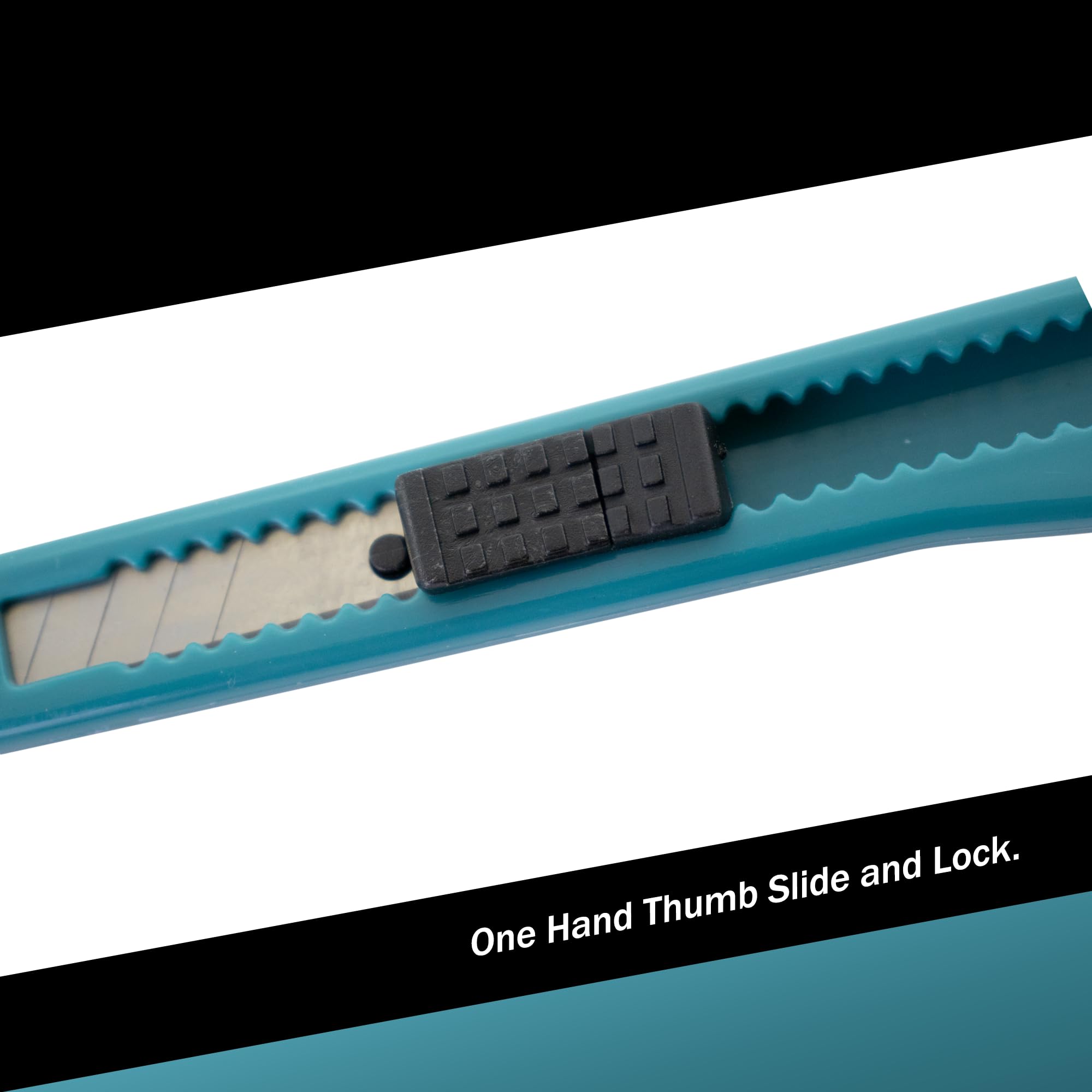 MotoProducts 3 Turquoise Blue Small Retractable Utility Knife Wholesale 5 inch Manual Lock Box Cutter Snap Off Blade