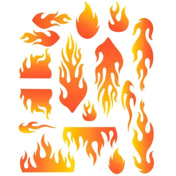 Fire Dry Transfer Car Decals - Blazing Flames for Derby Racer 1 Sheet - 16 Flame Pieces