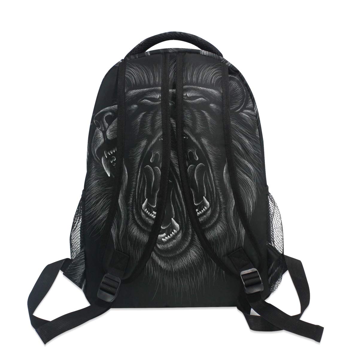 ALAZA Hand Drawn Black Lion Roaring Large Backpack Laptop iPad Tablet Travel School Bag w/Multiple Pockets for Men Women College