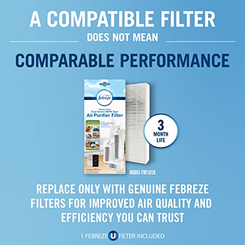 Febreze HEPA-Type Tower, Medium to Large Room Air Purifier, 25" x 10.2" x 8", White