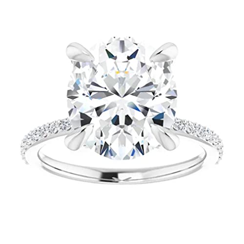 5 CT Oval Cut VVS1 Colorless Moissanite Engagement Ring Set, Wedding/Bridal Ring Set, Sterling Silver Vintage Antique Anniversary Classic Ring Set Gifts for Woman (4)