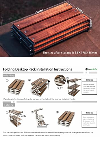 Keenature Black Walnut Camping Table Shelf Portable for Picnic,Camp,Beach,Fishing,Hiking,BBQ,Parties or Outdoor Activities