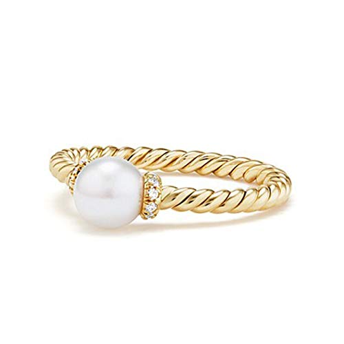 888 Easy Shop Gorgeous Wedding Ring for Women 18k Yellow Gold White Pearl (8)