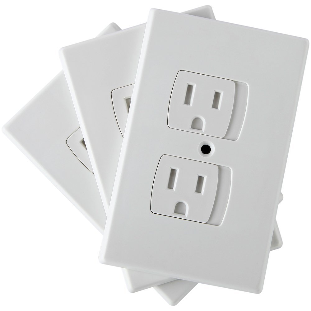 A&S Creavention Self Closing Electrical Wall Outlet Covers, Child Proof Safety Universal Wall Socket Plugs, Automatic Sliding Cap Cover Standard Wall Outlet Plate (8 Pack)