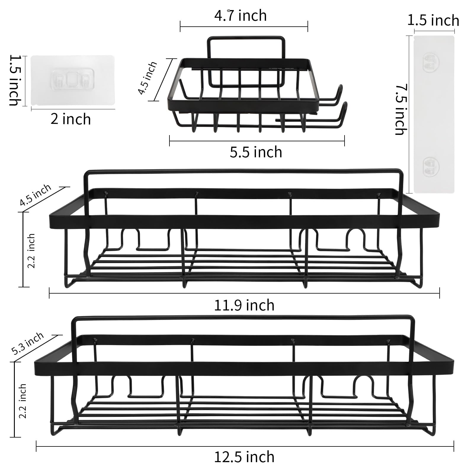 Carrie Joe 3Pack Shower Caddy Bathroom Organizers and Storage Shower Shelves Home Decor Apartment Essentials Kitchen Bathroom Accessories No Drilling