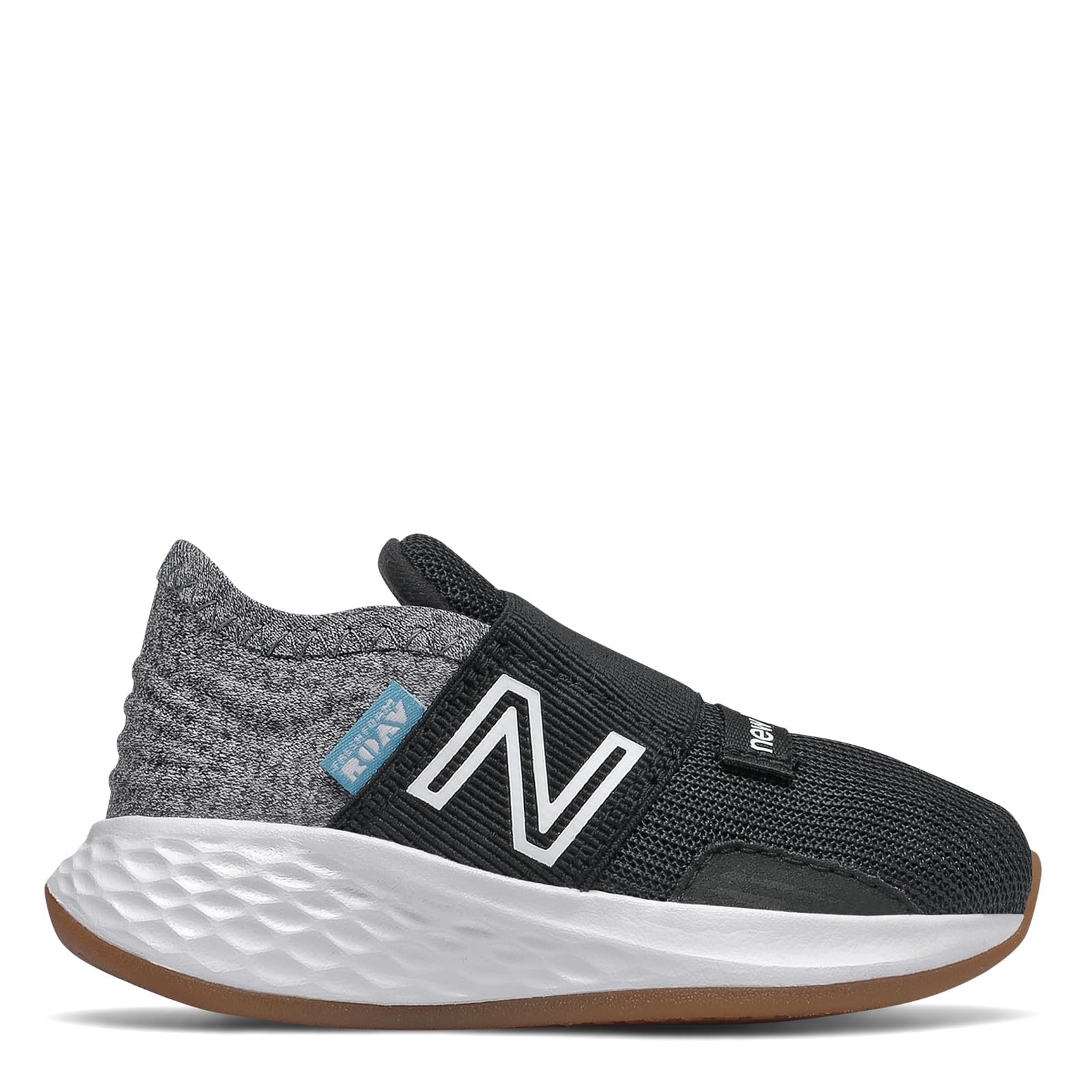 New Balance baby boys Fresh Foam Roav V1 Slip-on Sneaker, Black/Light Aluminum, 6.5 Wide Toddler US