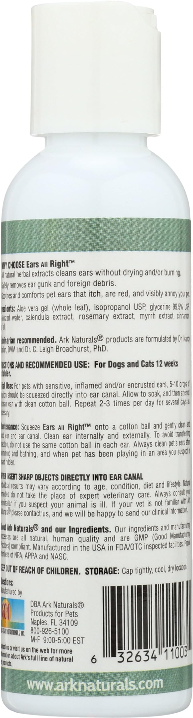 Ark Naturals Ears All Right Gentle Ear Cleansing Lotion for Dogs, Relieve Issues with Infection, Allergies, Odor and Wax, Natural Botanical Formula, 4 oz Bottle