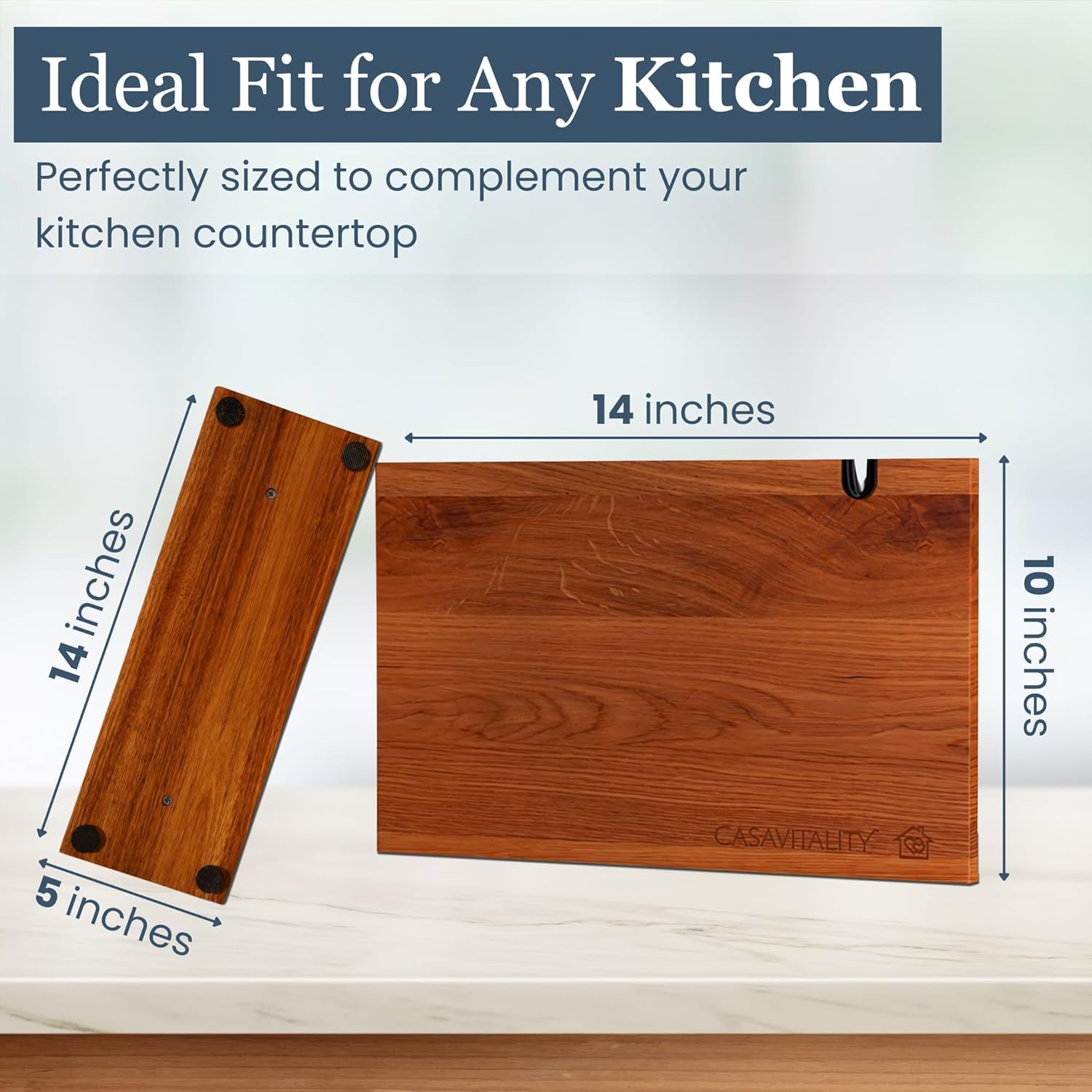 Acacia Wood Magnetic Knife Block 14 x 10" - Double Sided Magnet Knife holder - Magnetic Knife Board W/Knife Sharpener - Knife Holder for Kitchen Counter - Detachable Knife Display Stand