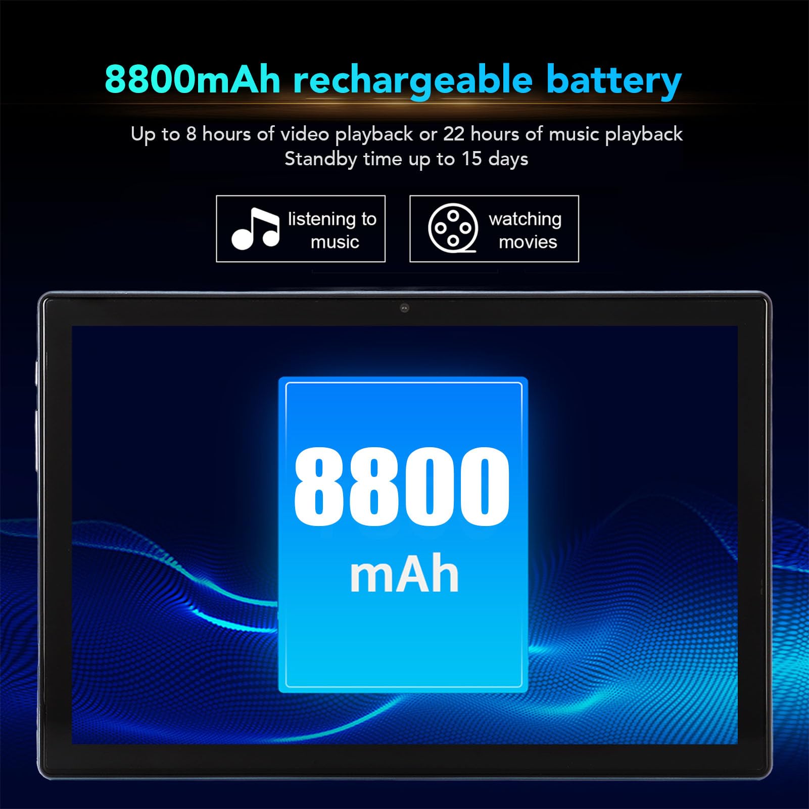 Acogedor 10.1 Inch11 Tablet, Octa Core CPU, 12GB RAM 256GB ROM, 512GB Expand, HD Touchscreen, Dual Speakers, 8800mAh Battery, Dual Cameras, BT Keyboard (US Plug)