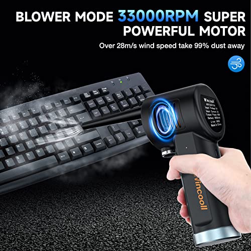 Air Duster for Computer Keyboard Cleaning - Cordless, Rechargeable 6000mAh Battery,Powerful Brushless Motor and 10W Fast Charging Air Duster Compressed Air