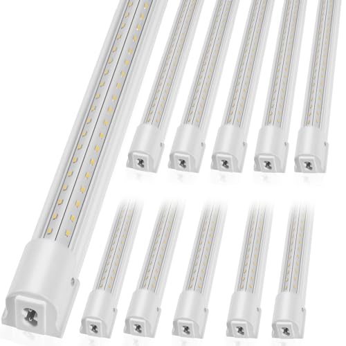 VEVOR 10 Pack LED Shop Light, 4 FT, 40W Linkable Shop Light Fixture, 5000 LM Ceiling Lights 59 in Power Cords with ON/Off Switch 48 in Connector Cables, for Garage Warehouse Home Workkshop and Office