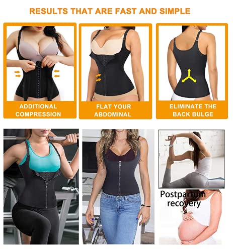 Eleady Women's Underbust Corset Waist Trainer Cincher Steel Boned Body Shaper Vest with Adjustable Straps (L, Black)