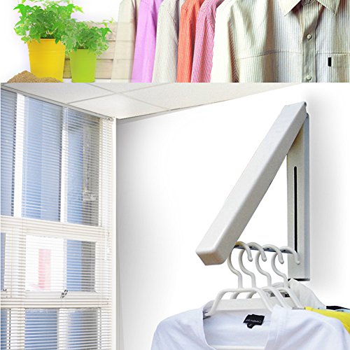 Kerocy Stainless Steel Wall Mounted Indoor Adjustable Clothes Hanger Magic Foldable Drying Racks
