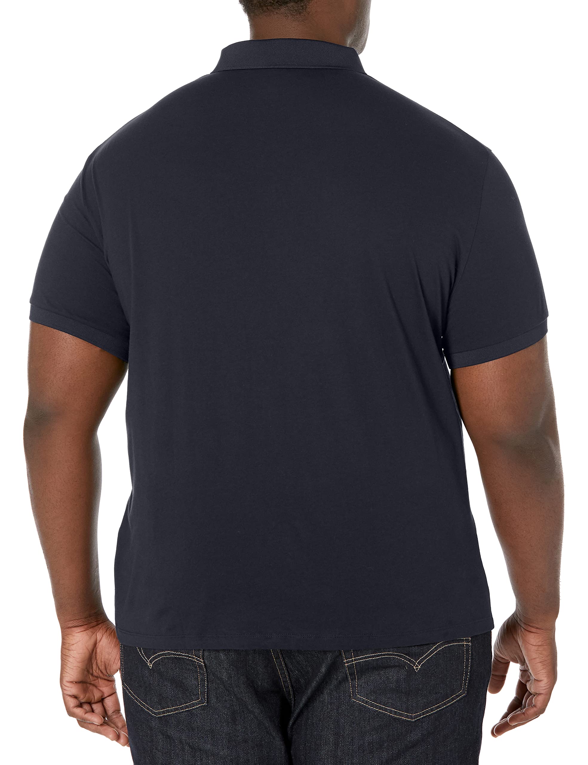 A|X ARMANI EXCHANGE Men's Short Sleeve Contrast Logo Jersey Polo, Navy, M