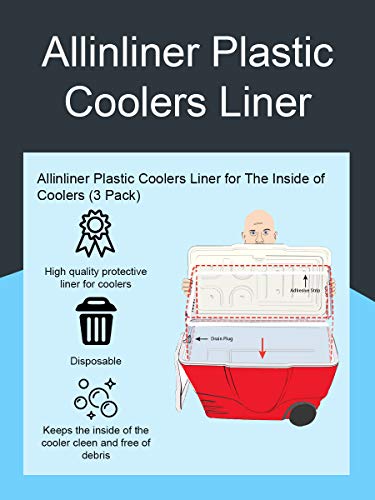Plastic Cooler Liner – Disposable Cooler Liner – Grizzly Plastic Cooler Liner 3 Pack – BPA Free Cooler Insert Liner for Fishing, Camping, BBQ – 60 Qt. Ice Chest Liner by Allinliner
