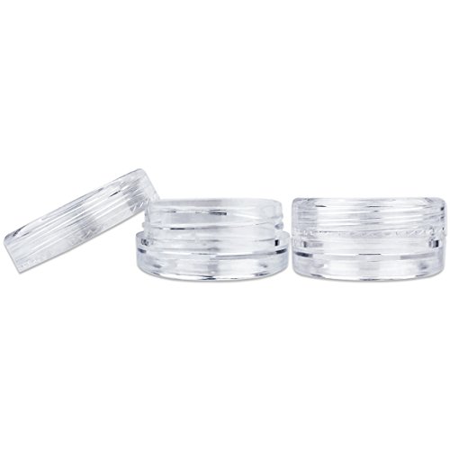 Beauticom 3g/3ml (0.1 Fl Oz) Round Clear Plastic Jars with Round Top Lids for Creams, Lotions, Powders, Glitters, and more. (Color: Clear Lid, Quantity: 50 Pieces)