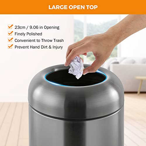 BEAMNOVA Bundle Black 15 x 31.5 in + 12.4 * 27 in Metallic Stainless Steel Trash Can with Lid Commercial Garbage Enclosure Inside Barrel Heavy Duty Waste Container