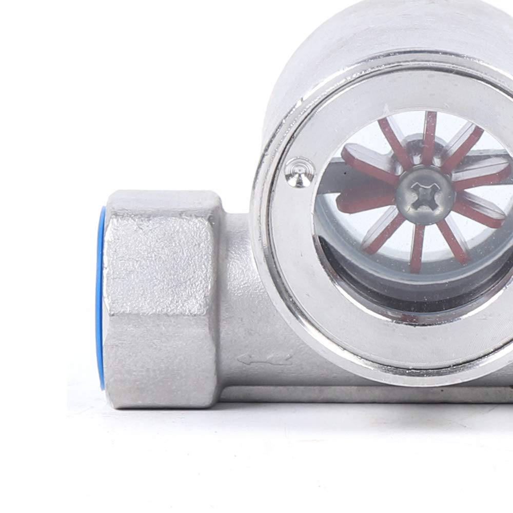 Sight Water Flow Indicator 1" NPT Female with Impeller 362Psi 2.5MPa Stainless Steel 304 Flow Indicator (1" NPT)