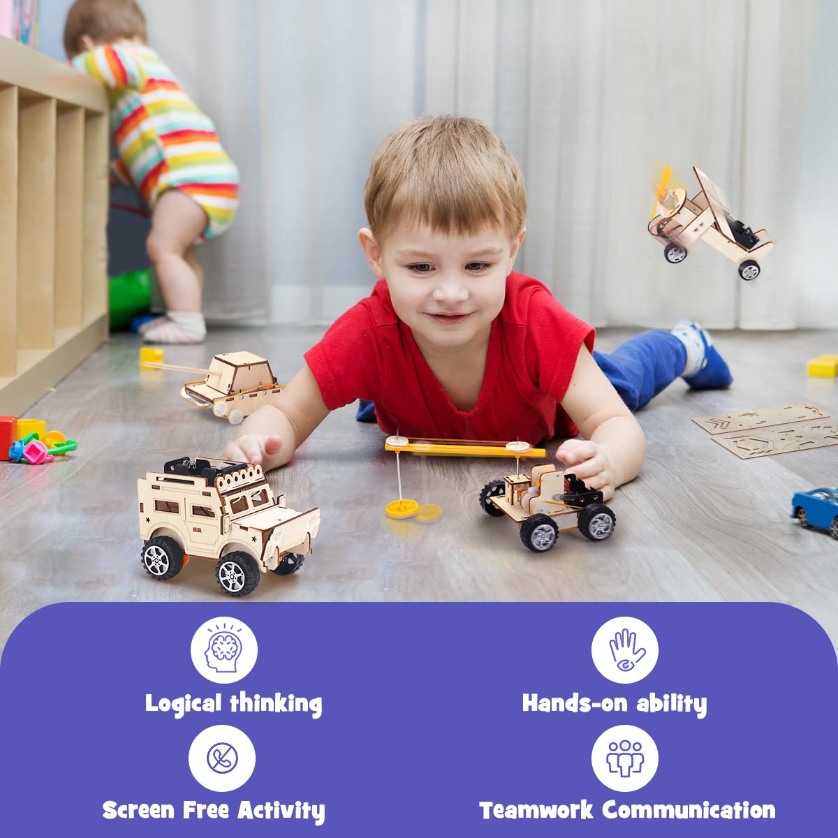 5 Set Science Kits for Kids, STEM Projects Gifts for Boys Girls, DIY Wooden Building Science Engineering Educational STEM Toys for Ages 6+