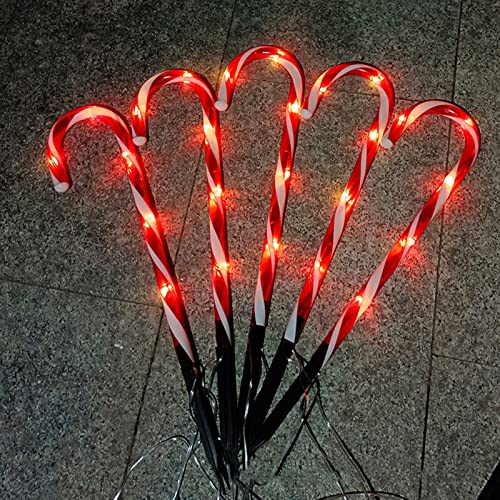 Christmas Candy Cane Lights,Solar Power Light String, Christmas Candy Cane Lights, Outdoor Warm, LED Home Garden Ground Plug Crutch New Year Christmas Decor