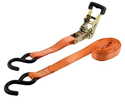 Erickson 31416 Pro Series Orange 1" x 15' Rubber Handle Ratcheting Tie-Down Strap, (Pack of 4)