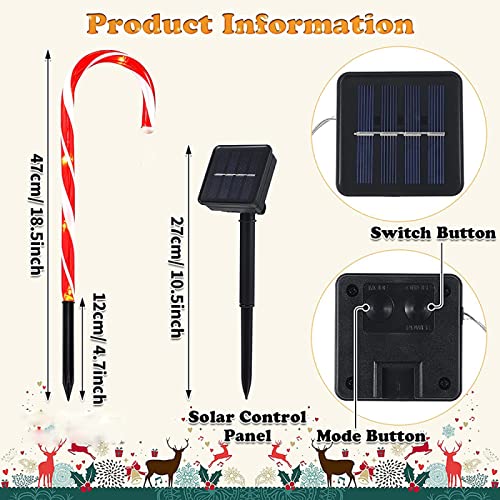 Christmas Candy Cane Lights,Christmas Decoration, Waterproof Solar Powered Garden Light, 5Pcs Lamp Christmas Lawn Candy Cane String Lights, Home for Outdoor Garden Decor