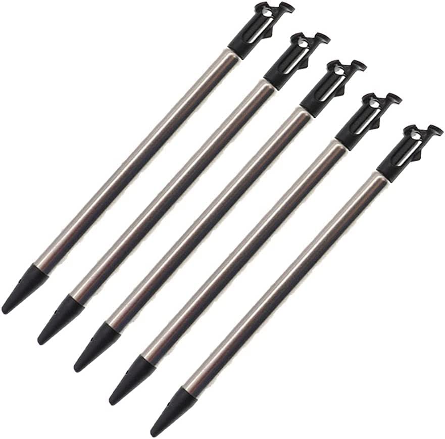 5 x Rymfry Metal Telescopic Stylus Touch Screen Pen Replacement for Nintendo New 3DS XL LL (Black)