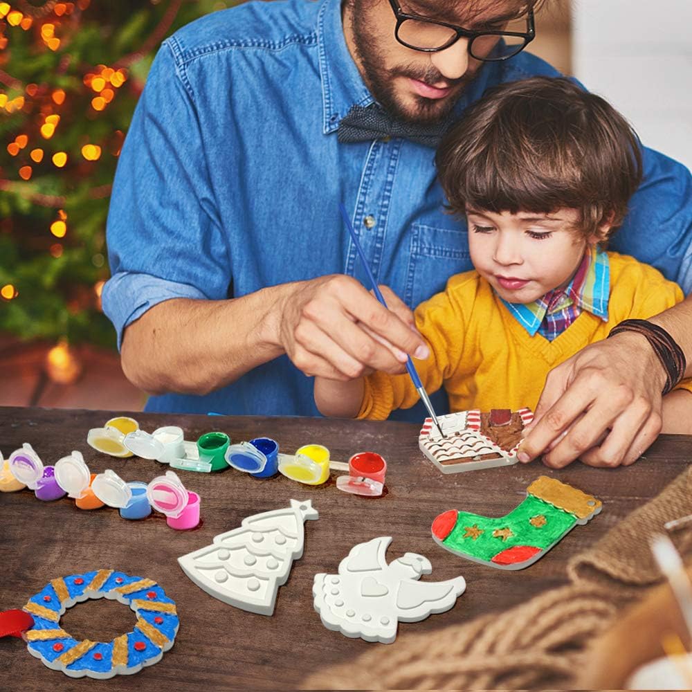 Christmas Crafts for Kids - DIY Christmas Tree Decorations Resin Ornaments Kits (Includes Paints Brushes) - Stocking Stuffers DIY Xmas Ornaments for KidsToddlers Girls Boys Ages 3-5 4-8 8-12