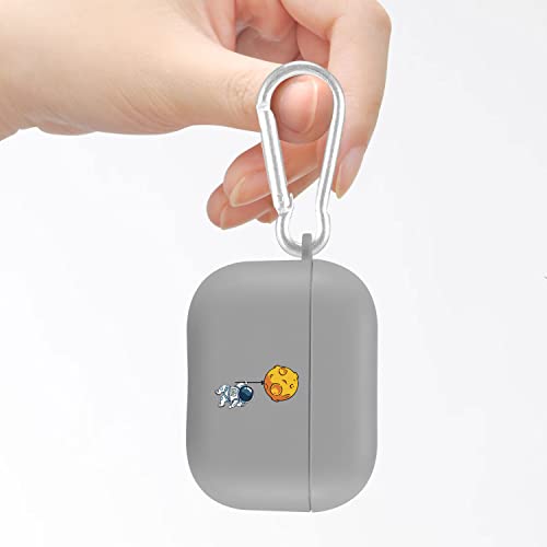Cartoon Planet Astronaut Pattern Airpods Pro Case,Gray Design Cosmic Airpods Pro Cover Soft TPU Protective Compatible with Apple AirPods Pro Wireless Charging Case with Lanyard(Gray&Planet Astronaut)