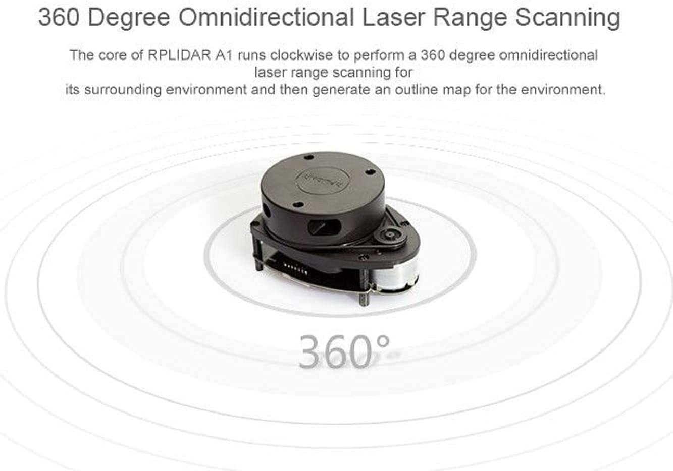 seeed studio RPLIDAR A1M8-R6 360 Degree 2D Laser Range Scanner Kit, 8000 Times Sample Rate and 12 Meters Distance Radar Sensor Module for Intelligent Obstacle/Robot/Avoidance/Maker Education