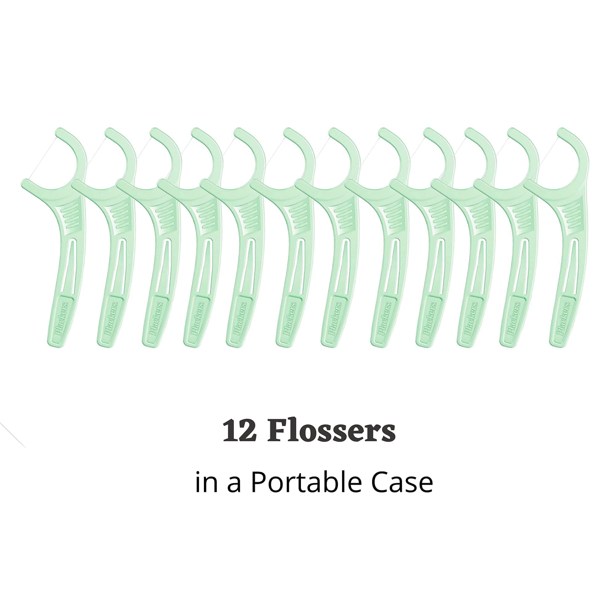 Plackers Micro 12 Count Flosser with Travel Case, Mint, 4-Pack