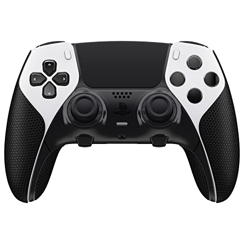 PlayVital Anti-Skid Sweat-Absorbent Controller Grip for ps5 Edge Wireless Controller, Professional Textured Soft PU Handle Grips Anti Sweat Protector for ps5 Edge Controller - Black