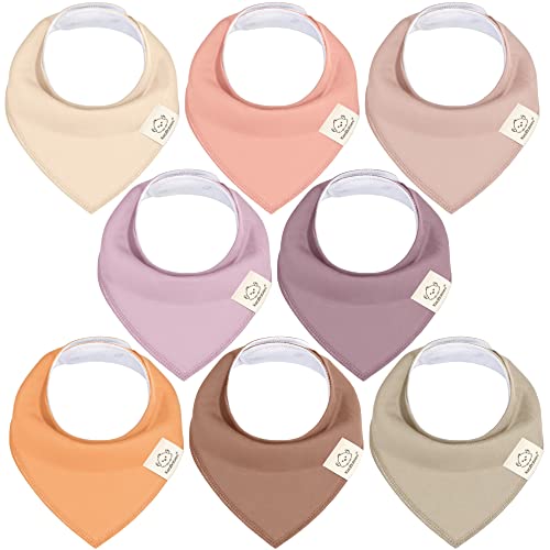 8-Pack Organic Baby Bandana Drool Bibs for Girls - Super Absorbent Baby Bibs for Baby Girls, Baby Boys, Soft Cotton Bandana Bibs, Baby Drool Bib, Teething Bibs for Infant, Toddler, Bib Girl (Mauve)